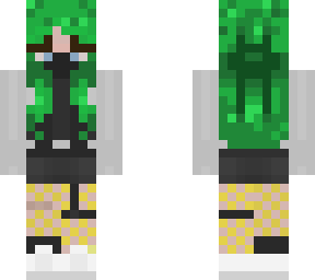 green hair yellow fishnets | Minecraft Skin