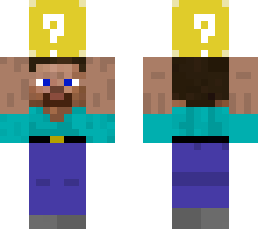 Steve Holding A Mario Mystery Block | Minecraft Skin