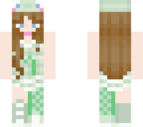 brown hair pink frog girl | Minecraft Skin