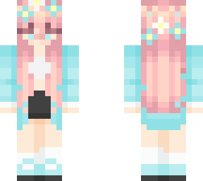 cute pink & blue girl | Minecraft Skin