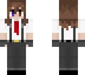Girl with tie and suspenders | Minecraft Skin