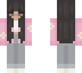 matching girl skin - flower cardigan pink | Minecraft Skin