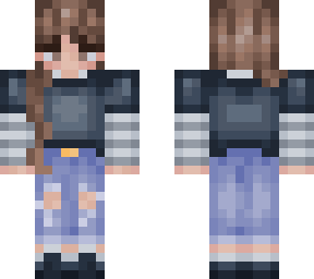blue jumper with high waisted ripped jeans | Minecraft Skin