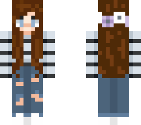 Brown hair blue eyes girl | Minecraft Skin