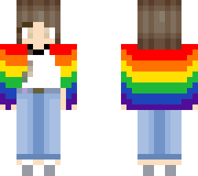 Girl Wearing Rainbow flag | Minecraft Skin