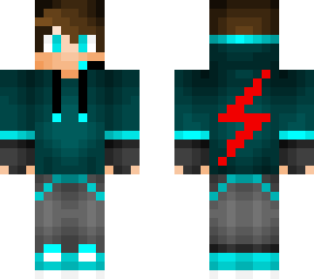 Red lightning bolt and blue skin | Minecraft Skin