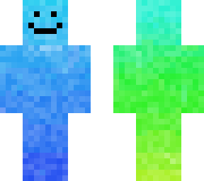 Blue and green ombre skin with smiley face | Minecraft Skin