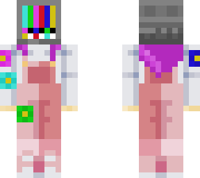 Tv head purple head girl (fixed) | Minecraft Skin