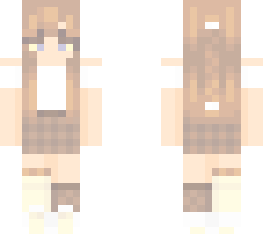 cute off-the-shoulder with plaid girl | Minecraft Skin