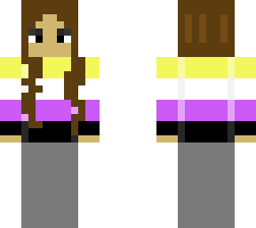 Non-binary skin | long hair | Minecraft Skin