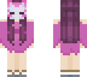 Pink Kitsune Girl | Minecraft Skin