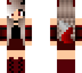demon girl wolf red black horns | Minecraft Skins