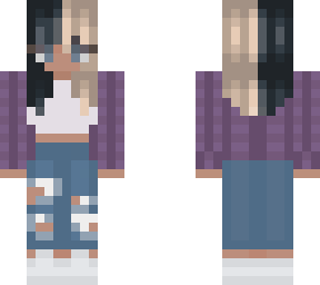 Split dyed hair w/ Purple Flannel | Minecraft Skin