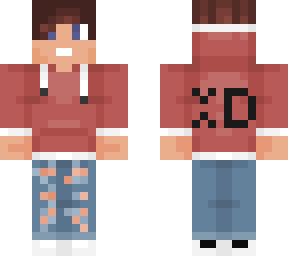 Teen Boy Wearing Red Hoodie and Jeans Minecraft Skin | Minecraft Skin