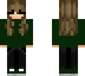 brunette with green striped pullover | Minecraft Skin