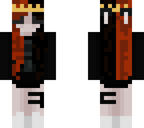 red and black split dye with crown :} | Minecraft Skin