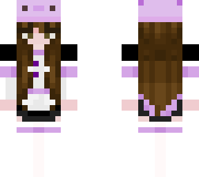 axolotl skin brown hair maid dress | Minecraft Skin