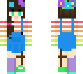 rainbow Overalls Girl | Minecraft Skin