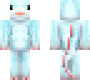 White / Cyan Axolotl | Minecraft Skin
