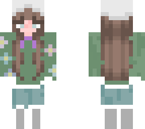 winter girl with a cancer band to support cancer | Minecraft Skin