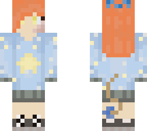 elf star blue sky scar face sky child sweater tail ears bow shoes ...