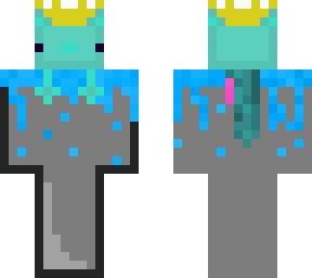 Crowned Cyan Axolotl in a bucket | Minecraft Skin