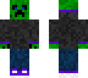 creeper in purple and black hoodie whit headset | Minecraft Skin