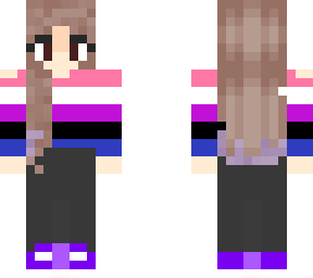 Gender fluid person with long hair | Minecraft Skin