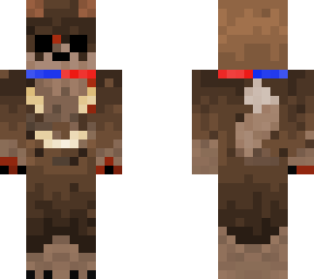 Red And Blue Eyed Brown Fluffy Wolf Collar | Minecraft Skin