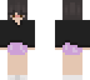 chica con camiseta negra y falda | Minecraft Skin