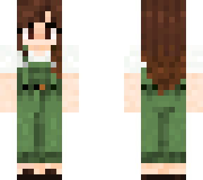 garden overalls girl longhair brownhair green | Minecraft Skins