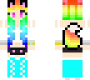 Rainbow Fox Princess | Minecraft Skin