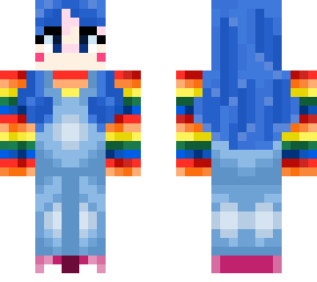 Kidcore/Rainbow Overalls Blue Hair | Minecraft Skin