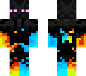 Blue & Red Fire Enderman skin | Minecraft Skin