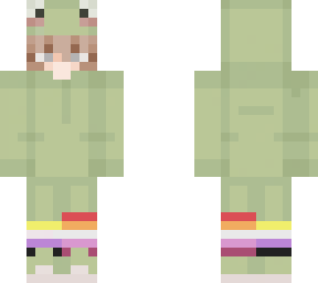nonbinary ******* frog girl boy blond cute green | Minecraft Skin
