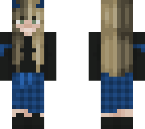 Dark blue plad pants girl | Minecraft Skin