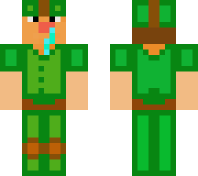 Noob con armadura de cuero verde | Minecraft Skin