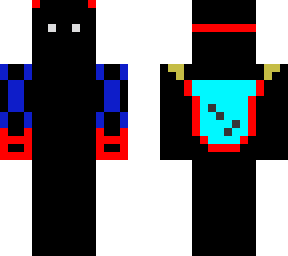 red and blue with red crown and cyan cape | Minecraft Skin