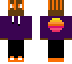 Orange dreadlock guy with retrowave Sun shirt | Minecraft Skin