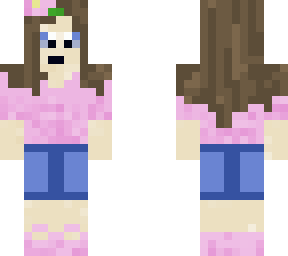 Pink girl with flower | Minecraft Skin