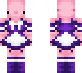 Axolotl in Purple Maid Dress | Minecraft Skin