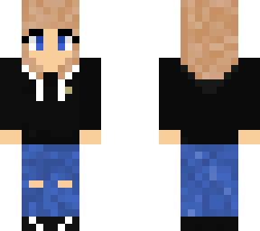ripped jeans black hoodie girl | Minecraft Skin