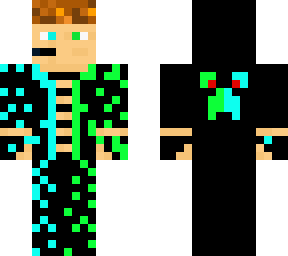Corrupted Green n' Blue Gamer Boy | Minecraft Skin