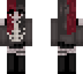 Red and Black Split Dye Emo Girl | Minecraft Skin