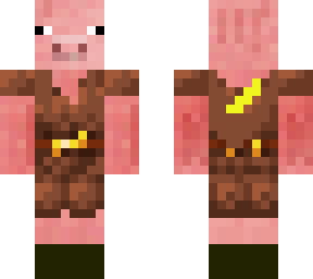 Pig with shoes and backpack with golden sword | Minecraft Skin