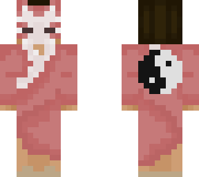kitsune mask robe yin yang asian mythology robe red white | Minecraft Skins