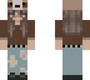 Aesthetic Girl With Sloth Hat | Minecraft Skin
