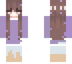 Baggy Purple Jumper With Light Blue Short Jeans | Minecraft Skin