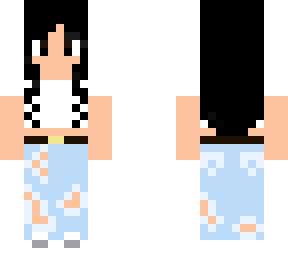 Cute girl with ripped jeans | Minecraft Skin