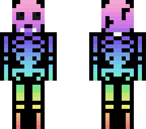 Vibrant Reversed Rainbow skeleton | Minecraft Skin
